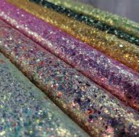 China Glitter PU Synthetic Leather Glossy Carpet Upper with Large Sequins for sale
