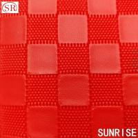 China Block Pattern Design Lychee Pu Leather Fabric Designer Synthetic Leather in Stock for sale