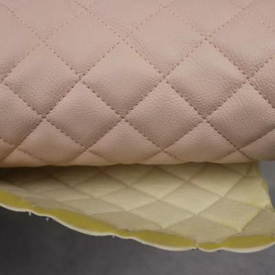 China Custom Car Leather 3D Diamond Custom 5mm 6mm 7mm 8mm Foam Embroidery Faux Leather Fabric for Car Seat Cover for sale