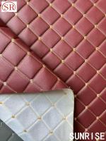 China Hot Sales Diamond Stitching PVC Synthetic Leather Embroidery Quilted Leather With Foam for Sofa Car Seat Covering for sale