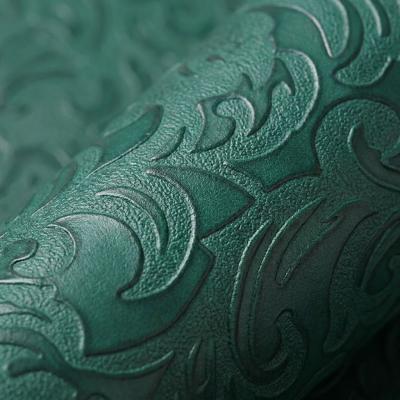 China Abrasion-Resistant Vintage Floral Embossed PU Leather for Garment Shoe Bag Lining Fabric for sale