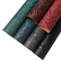China Abrasion-Resistant Vintage Floral Embossed PU Leather for Garment Shoe Bag Lining Fabric for sale