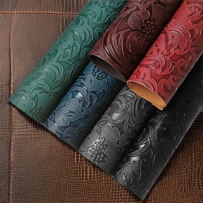China Vintage Floral Embossed PU Leather for Garment Packaging Shoes and Bag Inner Lining Fabric for sale