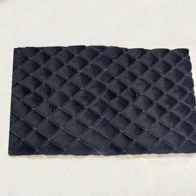 China Low MOQ Stock Quilted Embroidery Faux Suede Fabric With PVC Foam and Stitching for Car Seats Sofas Upholstery Furniture for sale