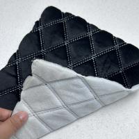 China Low MOQ Stock Quilted Embroidery Faux Suede Fabric With PVC Foam and Stitching for Car Seats Sofas Upholstery Furniture for sale