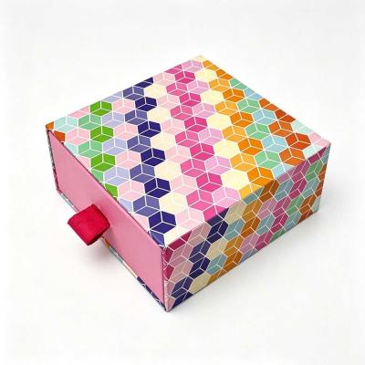 China Colorful Drawer Jewelry Packaging Boxes with Grey Flocking Insert for sale