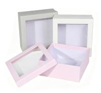 China Rigid Paperboard Custom Cosmetic Gift Box with Window Lid for sale