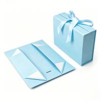 China Gift Packaging Custom Rigid Flat Pack Box with Ribbon Closure for sale