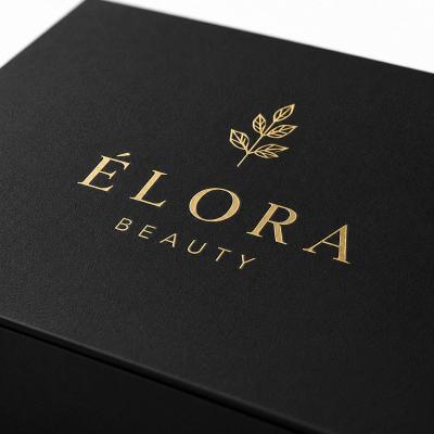 China Cosmetic Packaging Custom Black Drawer Box with Gold Foil Logo for sale