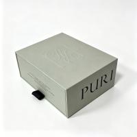 China Grey Gift Packaging Custom Drawer Boxes with Debossed Logo for sale