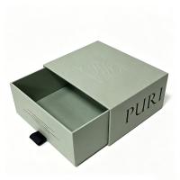 China Grey Gift Packaging Custom Drawer Boxes with Debossed Logo for sale