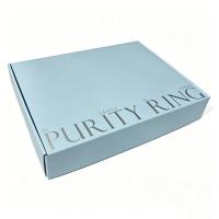 China Light Blue Corrugated Custom Mailer Boxes with Silver Foil Stamping for sale