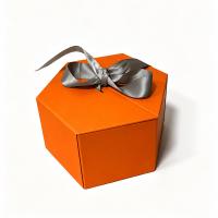 China Polygon Custom Rigid Gift Boxes Double Door Opening with Ribbon Closure for sale