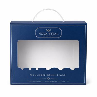 China Carry Handle Custom Window Boxes Thick Laminated Cardboard Gift Packaging for sale