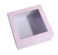 China Pink Rigid Custom Window Boxes Transparent Display Cosmetic Gift Packaging for sale