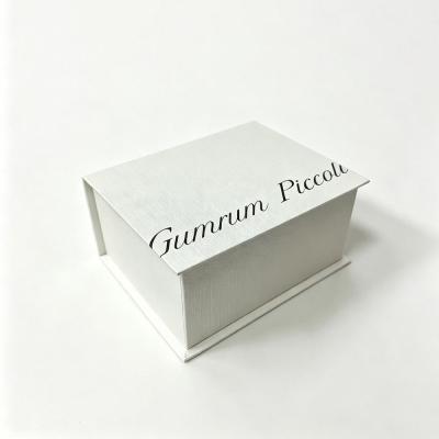 China Textured Paper Magnetic Jewelry Box with Black Foil Logo Flocked Sponge Insert for sale