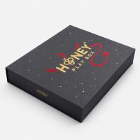 China EVA Insert Black Magnetic Gift Boxes Gold Foil Stamping UV Finished for sale