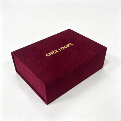 China Custom Velvet Surface Magnetic Gift Box With Gold Foil Logo for sale