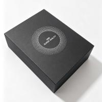 China Custom Rigid Lid and Base Gift Box with Black Card & White Silk Screen Printing for sale