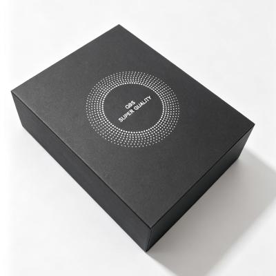 China Custom Rigid Lid and Base Gift Box with Black Card & White Silk Screen Printing for sale