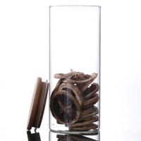 China 300ml Cylinder Glass Storage Containers with Airtight Bamboo Lids 560℃ for sale