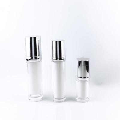 China Double Layer Transparent Vacuum Bottle Acrylic Emulsion Skin Care Essence for sale