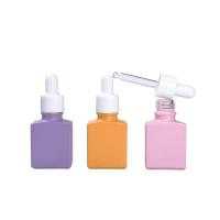 China Square 15ml Glass Dropper Bottle Macaroon Frosted Color for Essential Oil Cosmetic Serum for sale