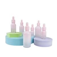 China Pink Gradient Color Square Dropper Bottle  Serum Luxury Empty 20ml 30ml 50ml 100ml for sale