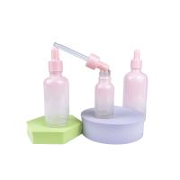China Pink Gradient Color Square Dropper Bottle  Serum Luxury Empty 20ml 30ml 50ml 100ml for sale
