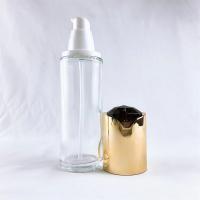 China Empty Frosted Lotion Glass Pump Bottle with Golden Pump for sale