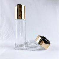 China glass bottle set with ABS cap/pump head Cosmetic cream jar for sale
