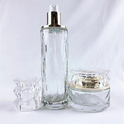 China Custom Logo Cosmetic Glass Jars 20ml to 100ml for Skin Care Cream Packaging for sale