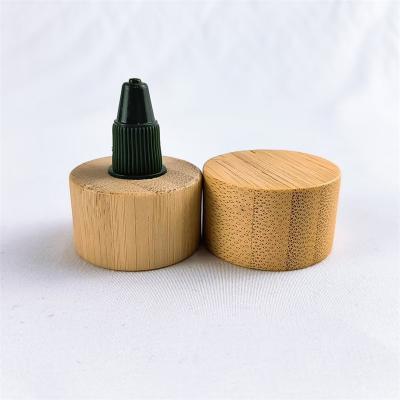 China Eco-Friendly Bamboo Twist Cap for Squeeze Bottles 18mm 20mm 24mm 28mm Cosmetic Packaging for sale