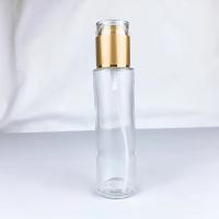 China round empty glass cosmetic liquid foundation serum lotion bottle with pump for sale