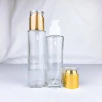 China Gold Glass Set Packaging Skin Care Lotion Bottle Face Cream Jars 20ml to 120ml for sale