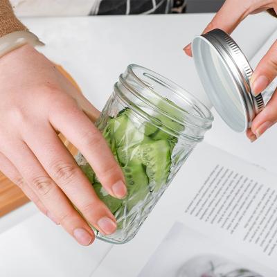 China 16oz 480ml Wide Mouth Glass Mason Jar with Metal Lid for Food Preserving for sale
