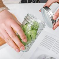 China High Borosilicate Glass Food Storage Jar 16 oz with Silver Gold Lid for Sublimation Candle Mason Jars for sale
