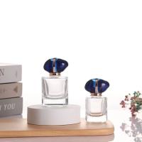 China square transparent clear glass bottle 25 ml perfume with smooth round cap for sale