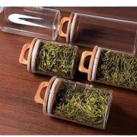 China High Borosilicate Glass Food Storage Jar 700ml 2150ml with Bamboo Lid Kitchen Canister for sale