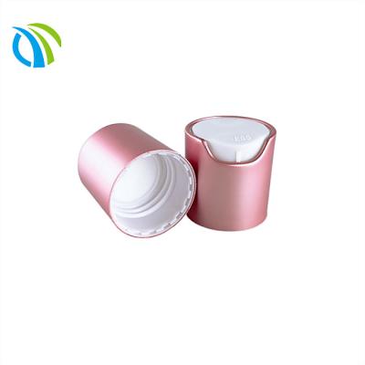 China Rose Gold Aluminum Disc Top Cap 24mm 0.12cc for 1oz Bottle BPA Free for sale