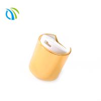 China 28/410 Gold Aluminum Disc Top Cap 0.3ml/T for 1oz Bottle Smooth Neck Closure for sale