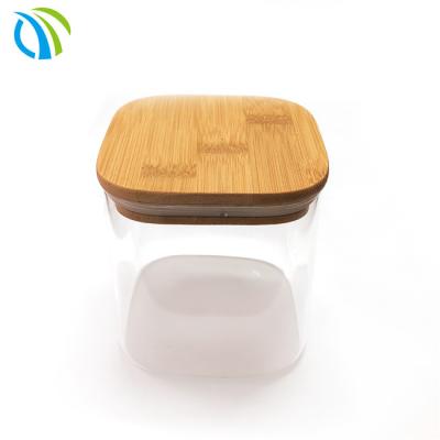 China Borosilicate Glass Food Storage Jar with Bamboo Lid 30ml to 1000ml Customizable for sale