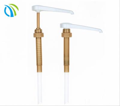 China Plastic Syrup Pump Dispenser 5cc 10cc 31/410 Gold Cap for 750ml Bottle for sale