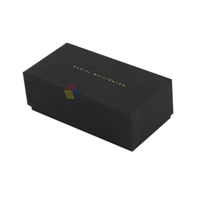 China Custom Cardboard Watch Gift Box Black Lid and Base Shape Eco-Friendly Packaging 100% Biodegradable for sale