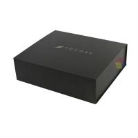 China Luxury Rigid Cardboard Collapsible Folding Packaging Black Clothing Boxes with Magnetic Closure 279g for sale