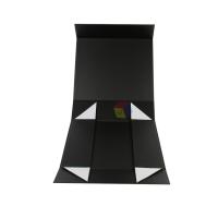 China Luxury Rigid Cardboard Collapsible Folding Packaging Black Clothing Boxes with Magnetic Closure 279g for sale