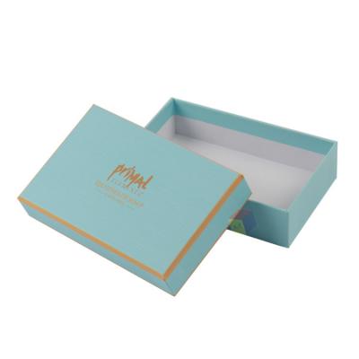China Light Blue Handmade Rigid Cardboard Gift Box Lid And Base Custom Logo for sale