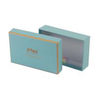 China Light Blue Handmade Rigid Cardboard Gift Box Lid And Base Custom Logo for sale