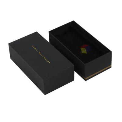 China Custom Rigid Paper Gift Boxes Matte Black Lid and Base with Foil Logo Eco Friendly for sale