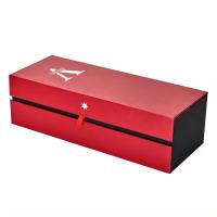 China Custom Luxury Magnetic Closure Folding Cardboard Wine Box 350x110x92mm with 1500gsm Construction for sale